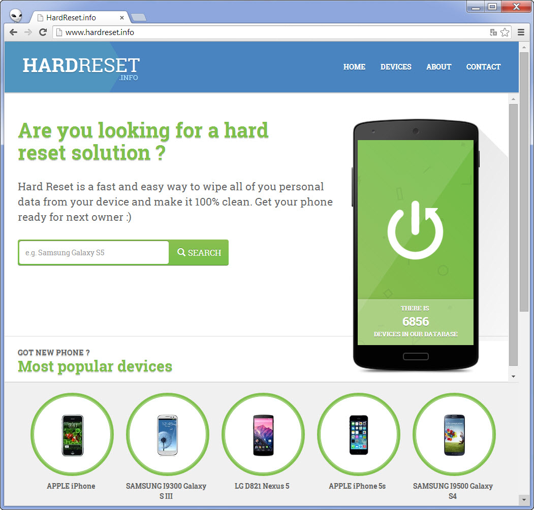 Hard Reset página con instrucciones encender formatear reparar celulares