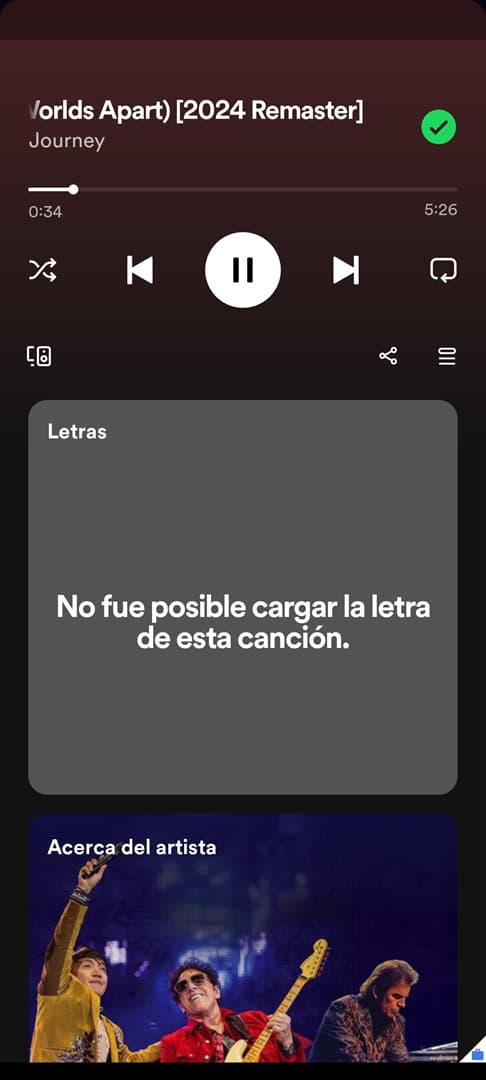 No fue posible cargar la letra de esta canción en Spotify • Android Jefe